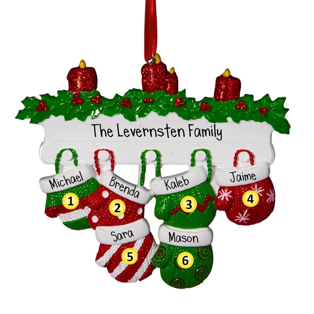 Personalized Christmas Mittens on Hooks - 6 - Gift for Large Families ...