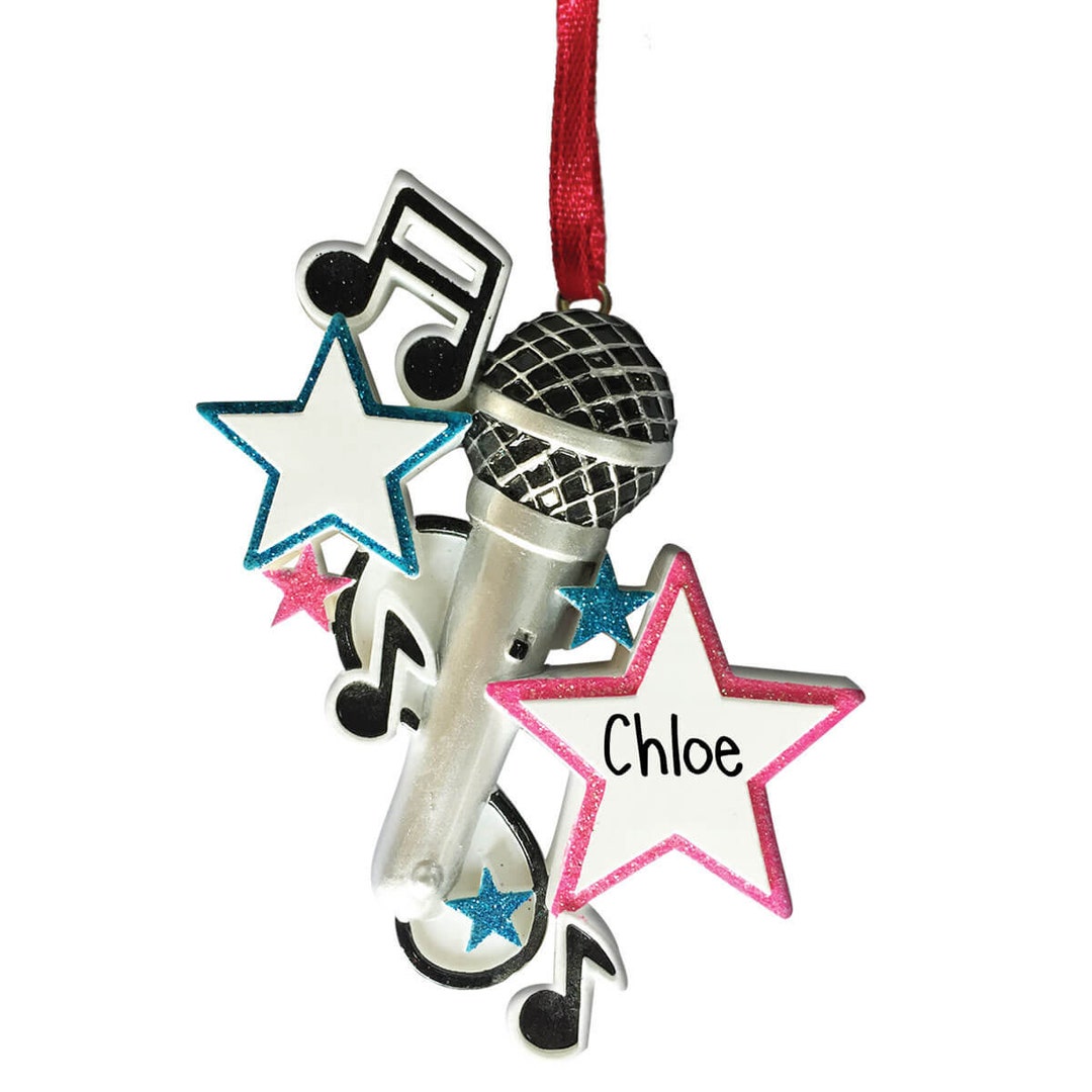 Silver Microphone With Stars and Notes - Personalized Christmas ...