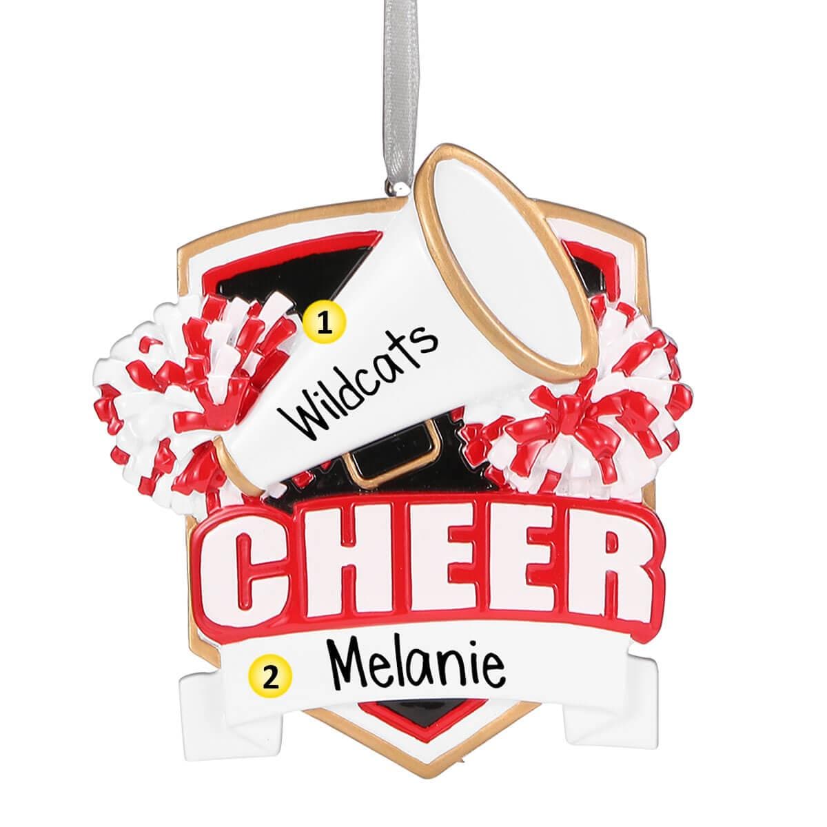 Personalized Cheer Banner With Megaphone - Red Christmas Ornament ...
