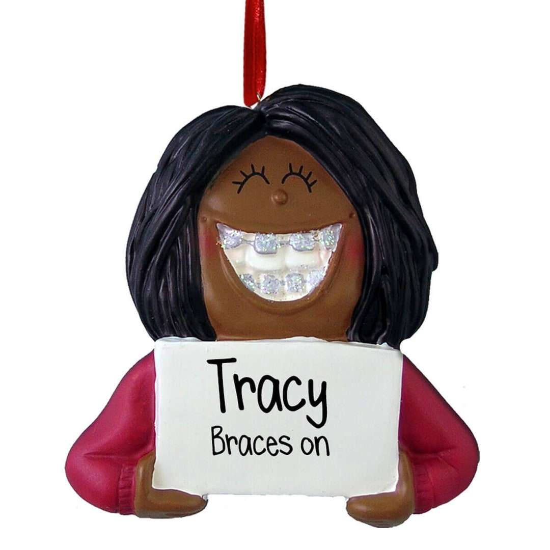 Girl With Braces - African American - Christmas Ornaments - Dentist ...