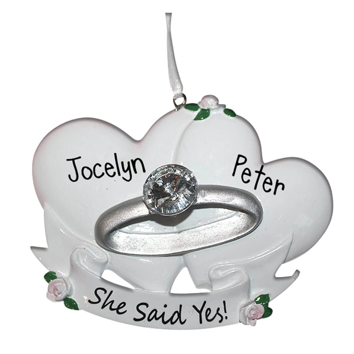 She Said Yes Engagement Ring Personalized Ornaments 1st Christmas ...