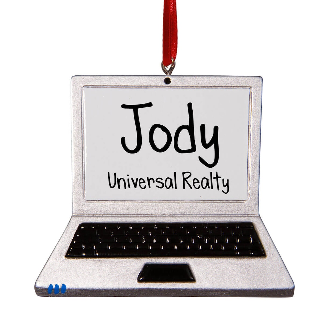 Silver and White Laptop Computer - Personalized Ornaments - Computers ...