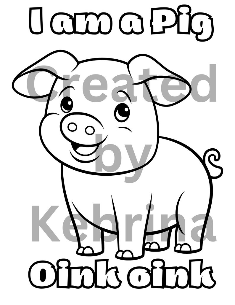 Pig Coloring Page With the Sound Pigs Make - Etsy