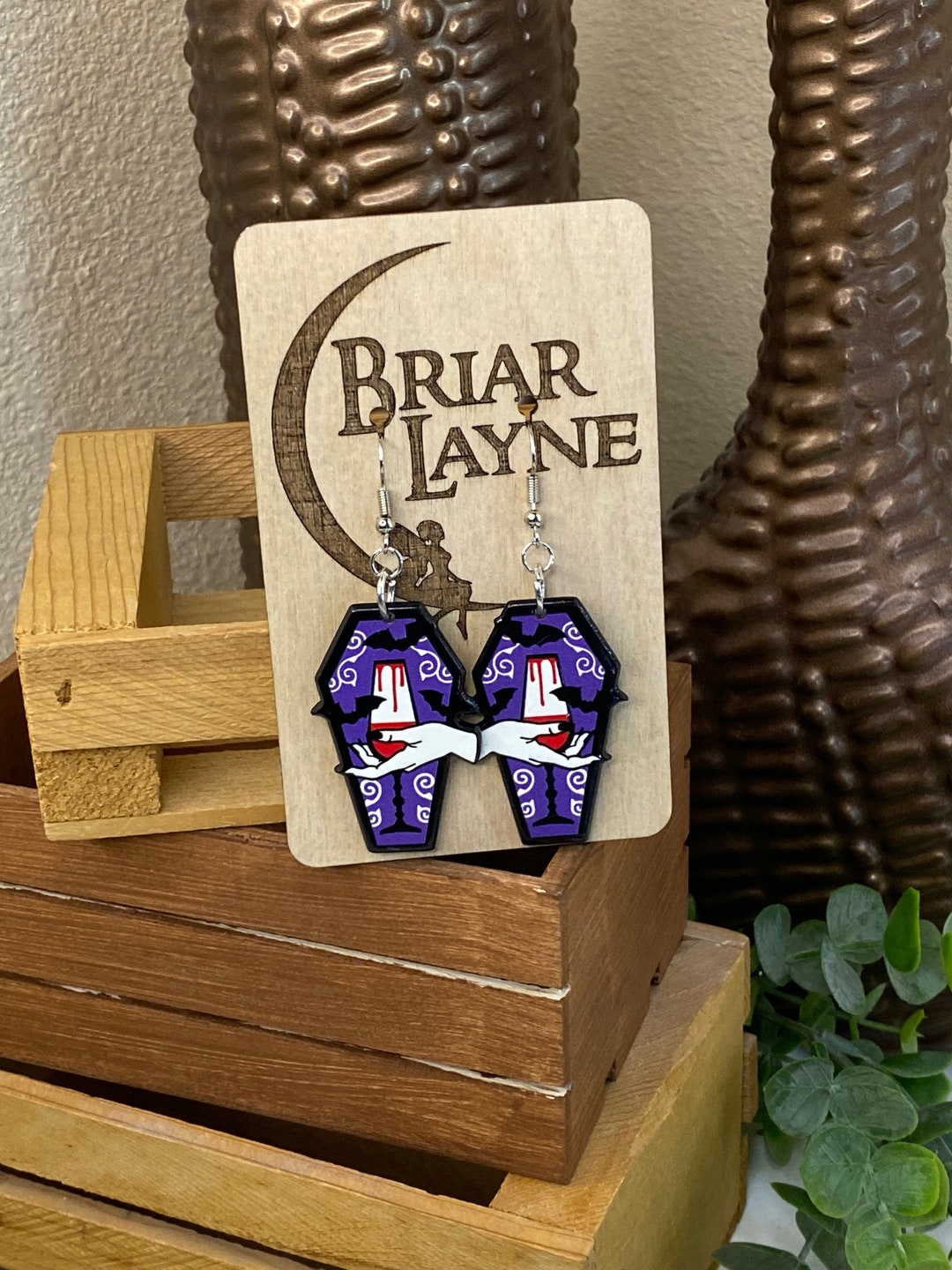 Vampire Red Blood Wine Goblet Bat Casket Coffin Earrings - Etsy