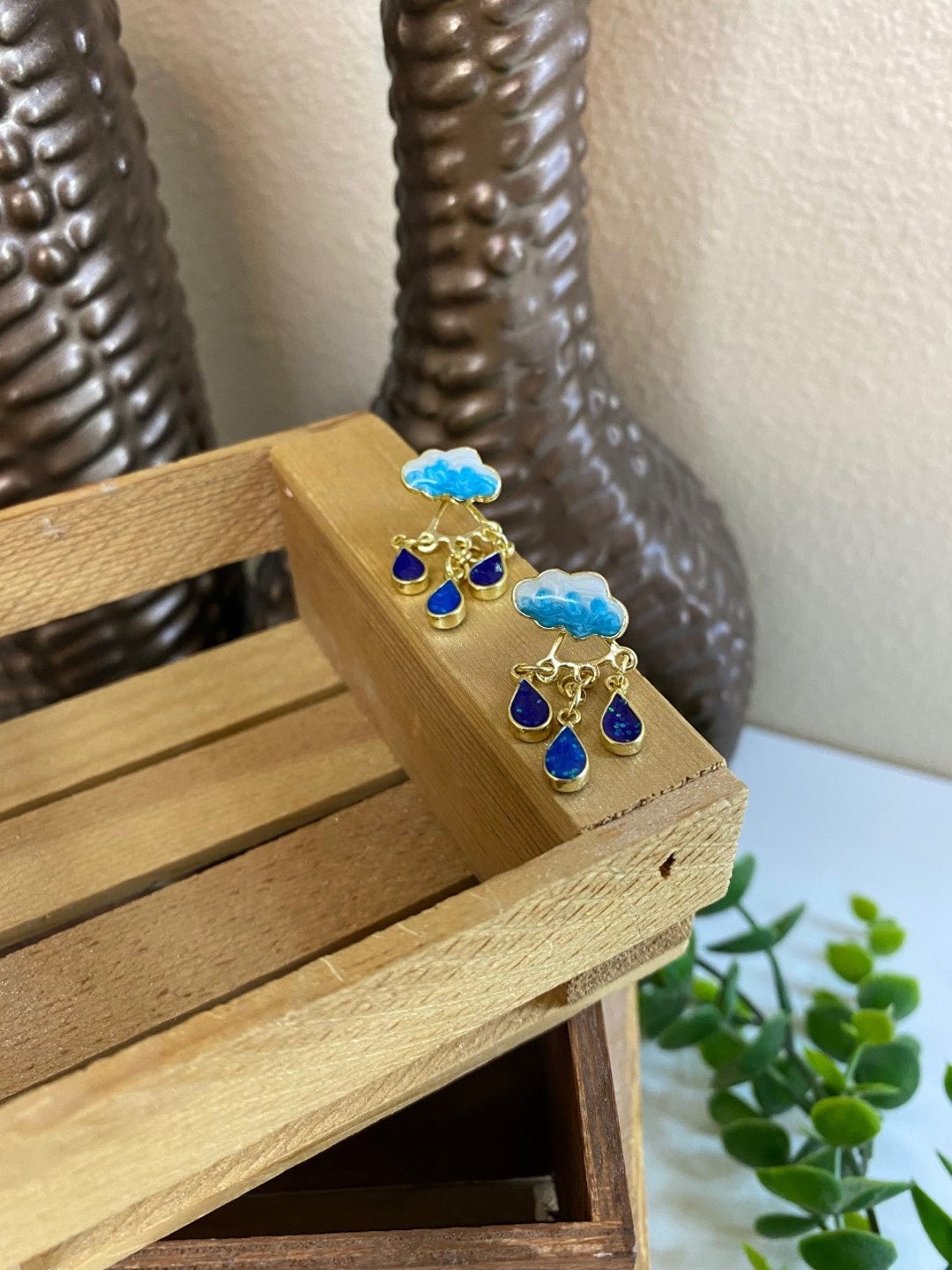 Sparkly Blue Rain Cloud Earrings | Rain Cloud Gifts | Nature Earrings ...