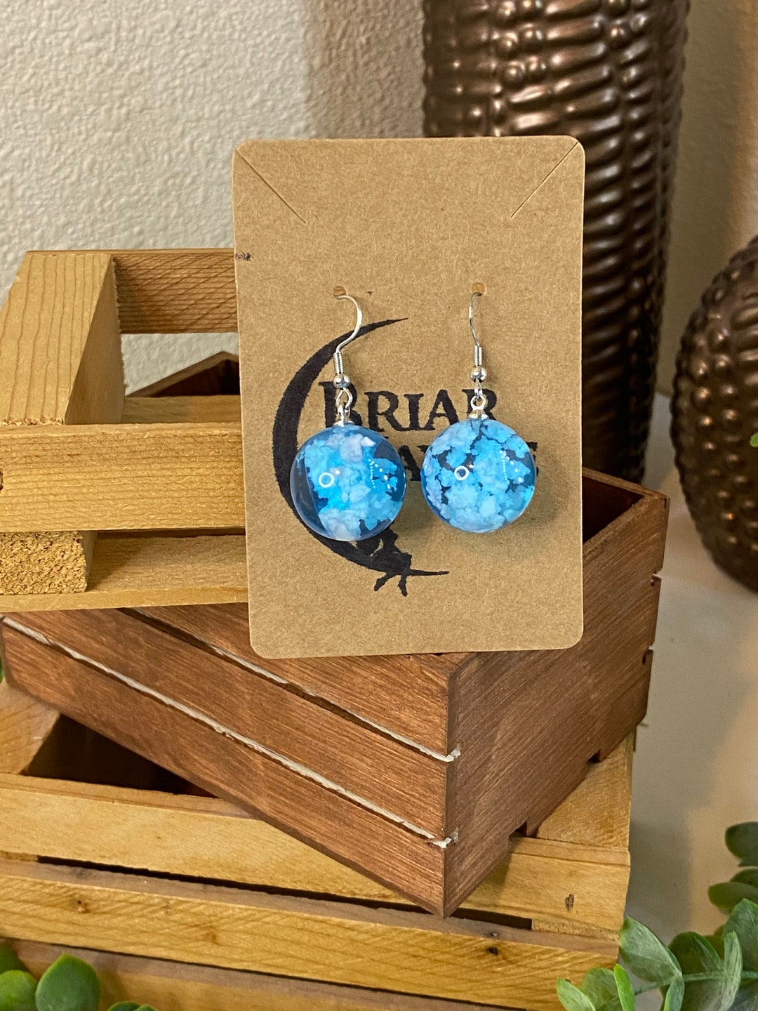 Blue Orb Rain Cloud Earrings Rain Cloud Gifts Nature Earrings Dangle ...