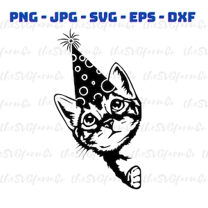 Birthday Cat SVG Jpg PNG Eps DXF - Etsy