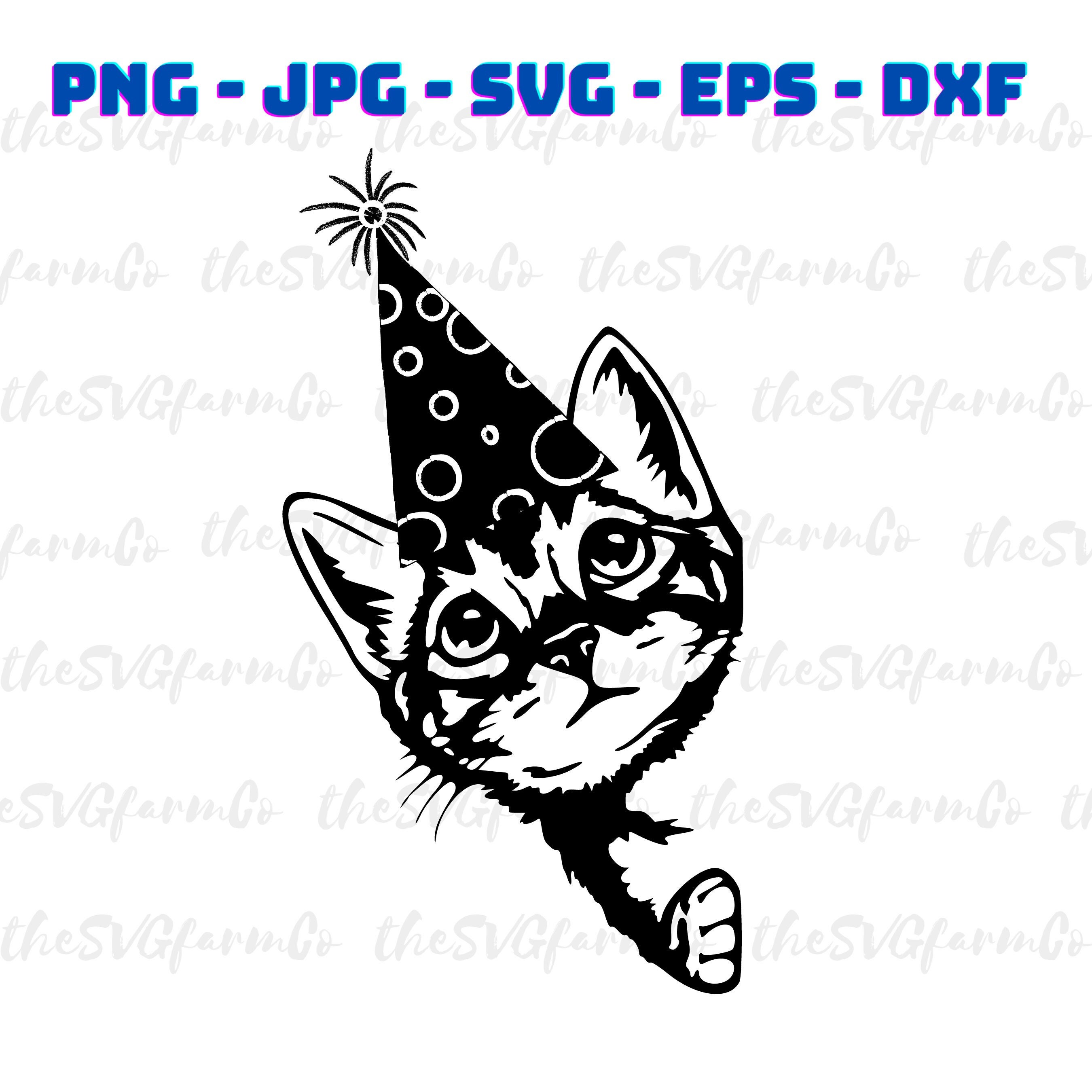 Birthday Cat SVG Jpg PNG Eps DXF - Etsy
