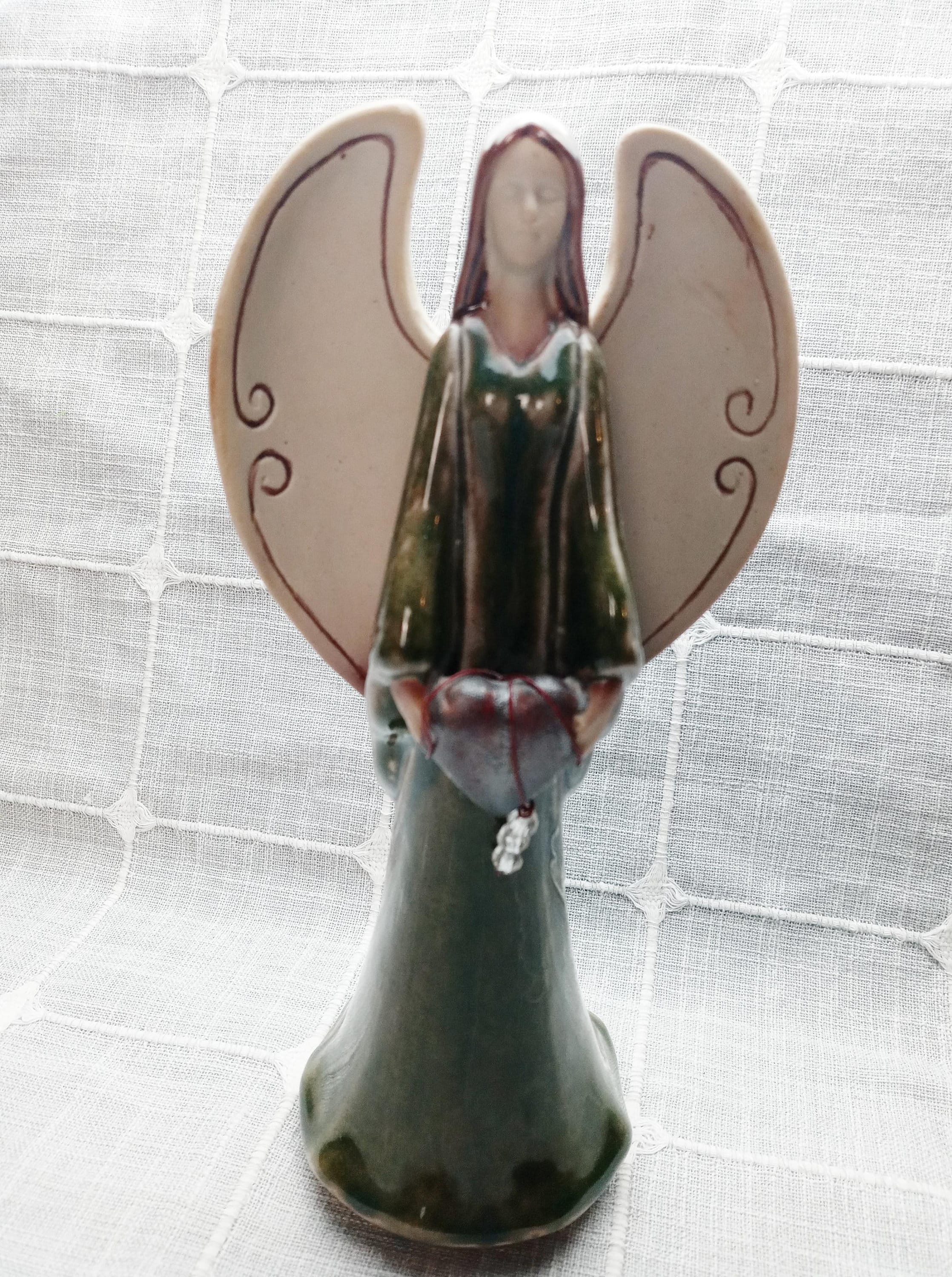 Vintage Angel Figurine Holding a Heart, Beautiful Glaze 9inches - Etsy