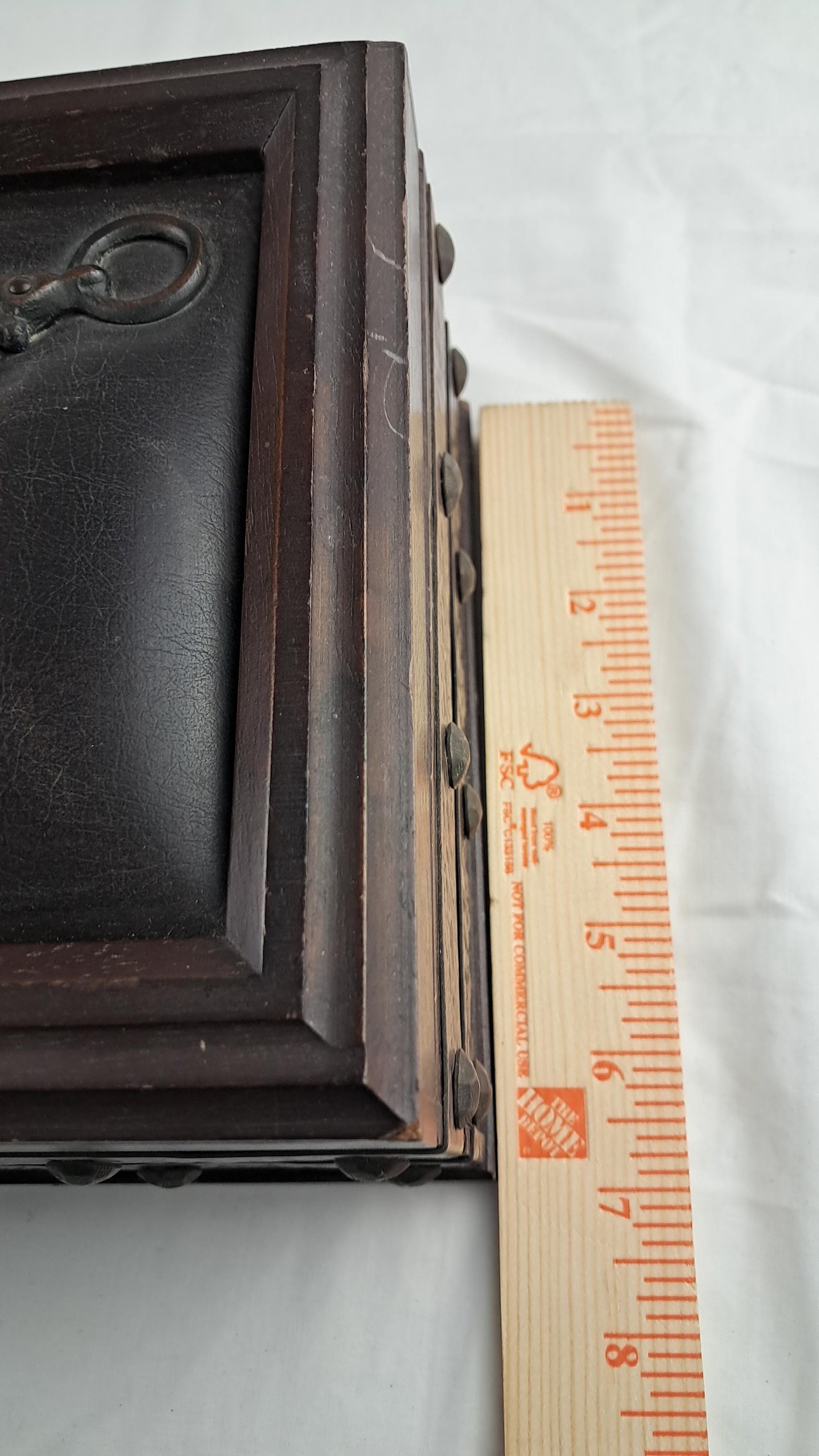 Vintage Mai Japan Jewelry Dresser Box Wood, Leather, Metal, Brass Key ...