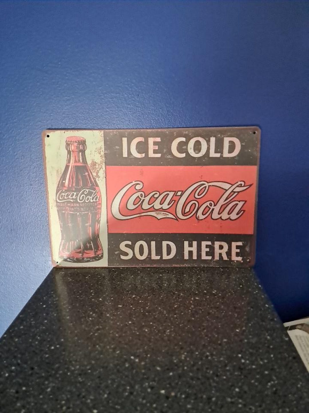 Vtg Metal Coca-cola Sign Retro Novelty Tin Sign "ice Cold Coca-cola ...