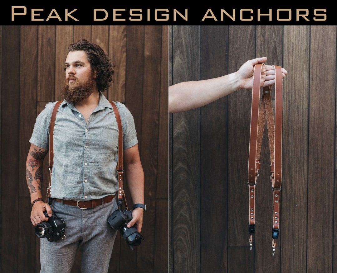 Slim Heritage Light Brown Dual Leather Camera Strap / Harness peak ...