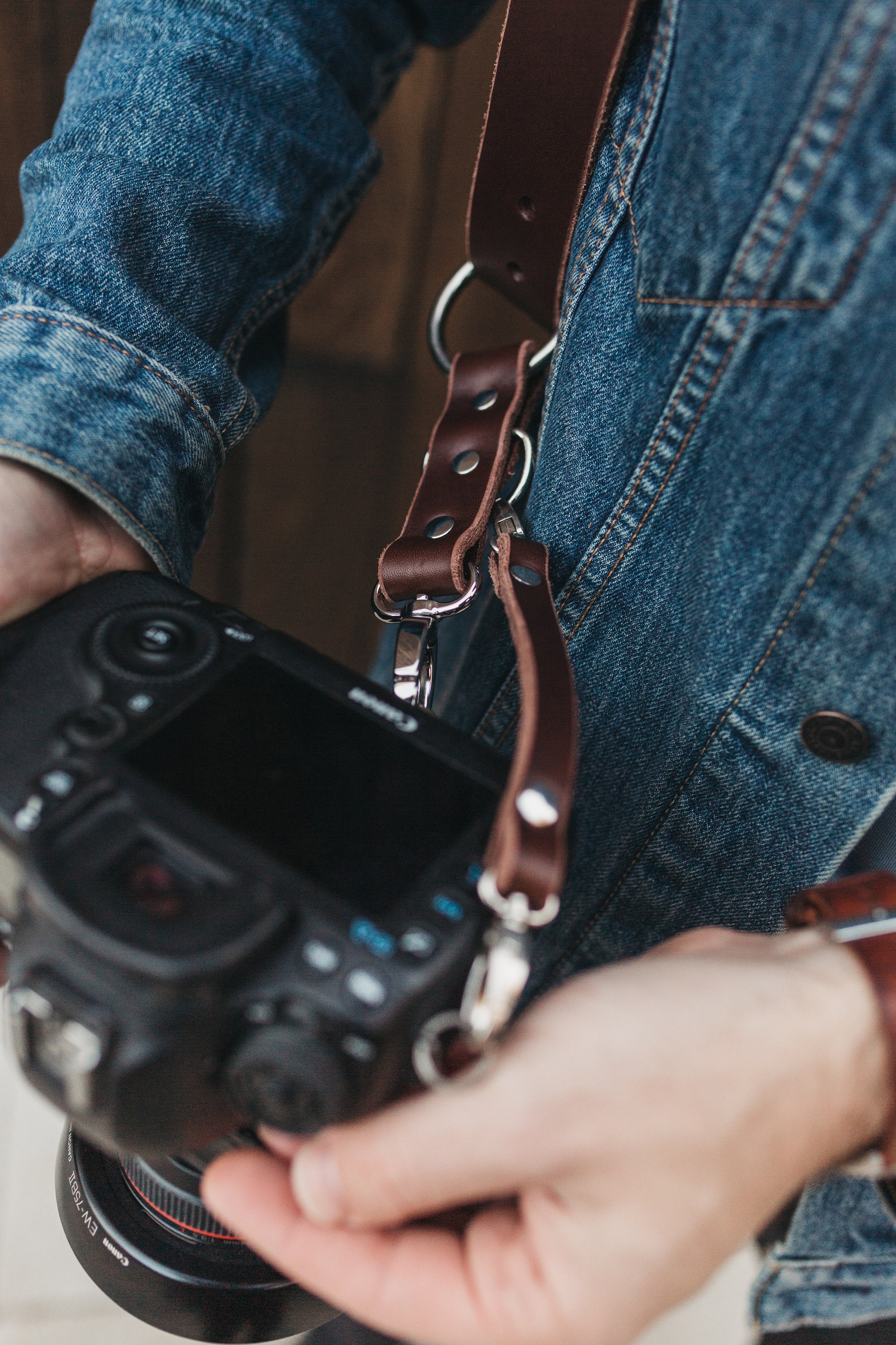 Standard Heritage Dark Brown Dual Leather Camera Strap / Harness ...
