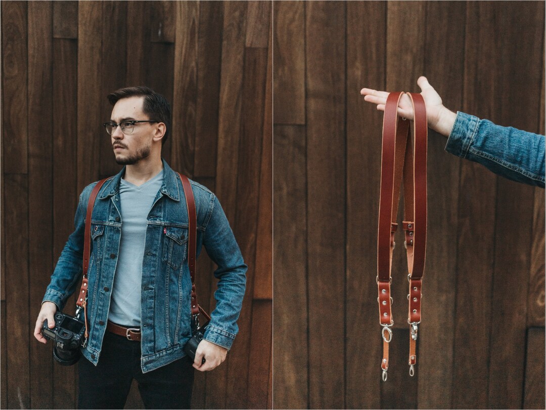 Slim Heritage Caramel Brown Dual Leather Camera Strap / Harness ...