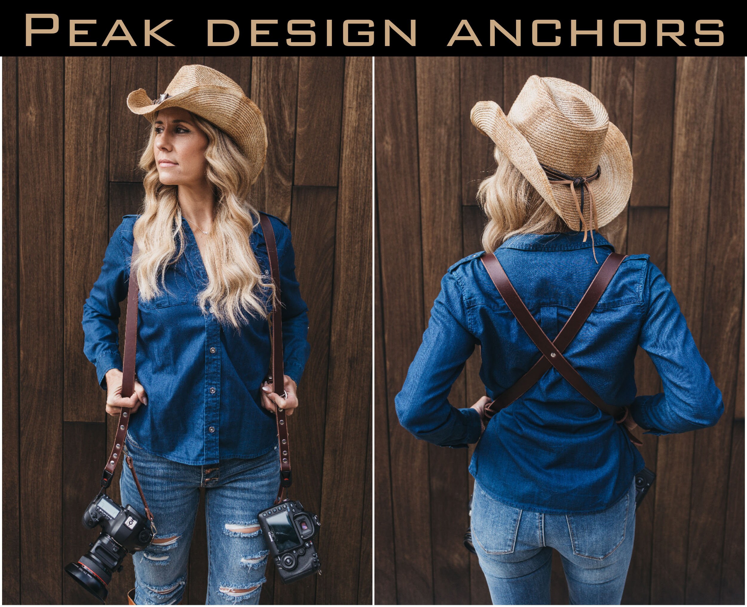 Slim Heritage Dark Brown Dual Leather Camera Strap / Harness peak ...