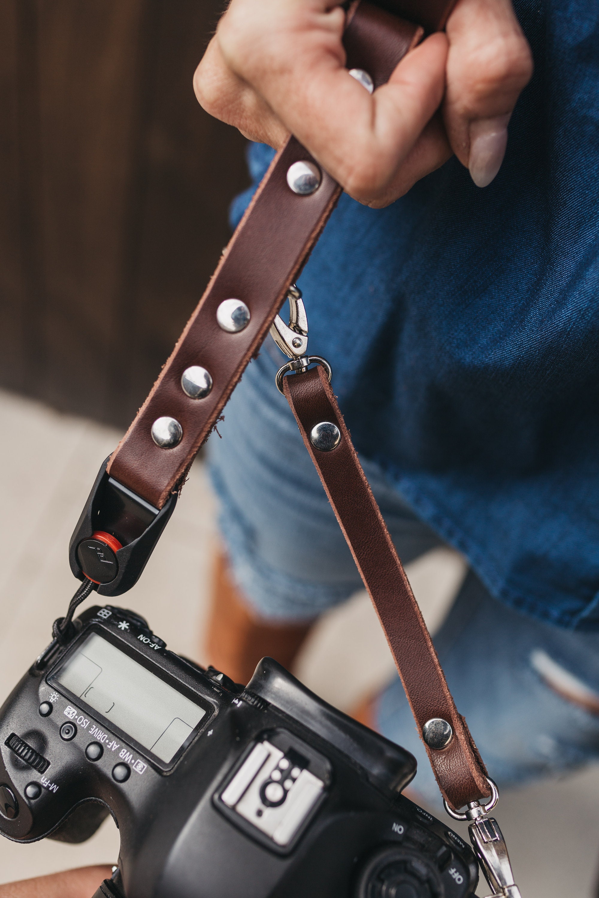 Slim Heritage Dark Brown Dual Leather Camera Strap / Harness peak ...