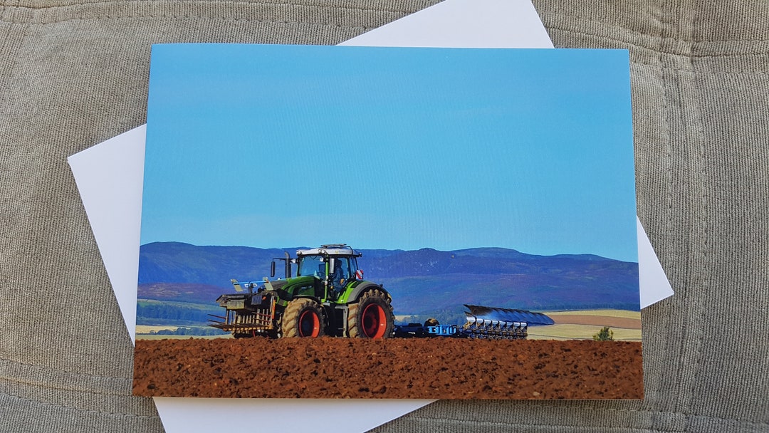 Greetings Card Fendt Tractor Ploughing - Etsy UK