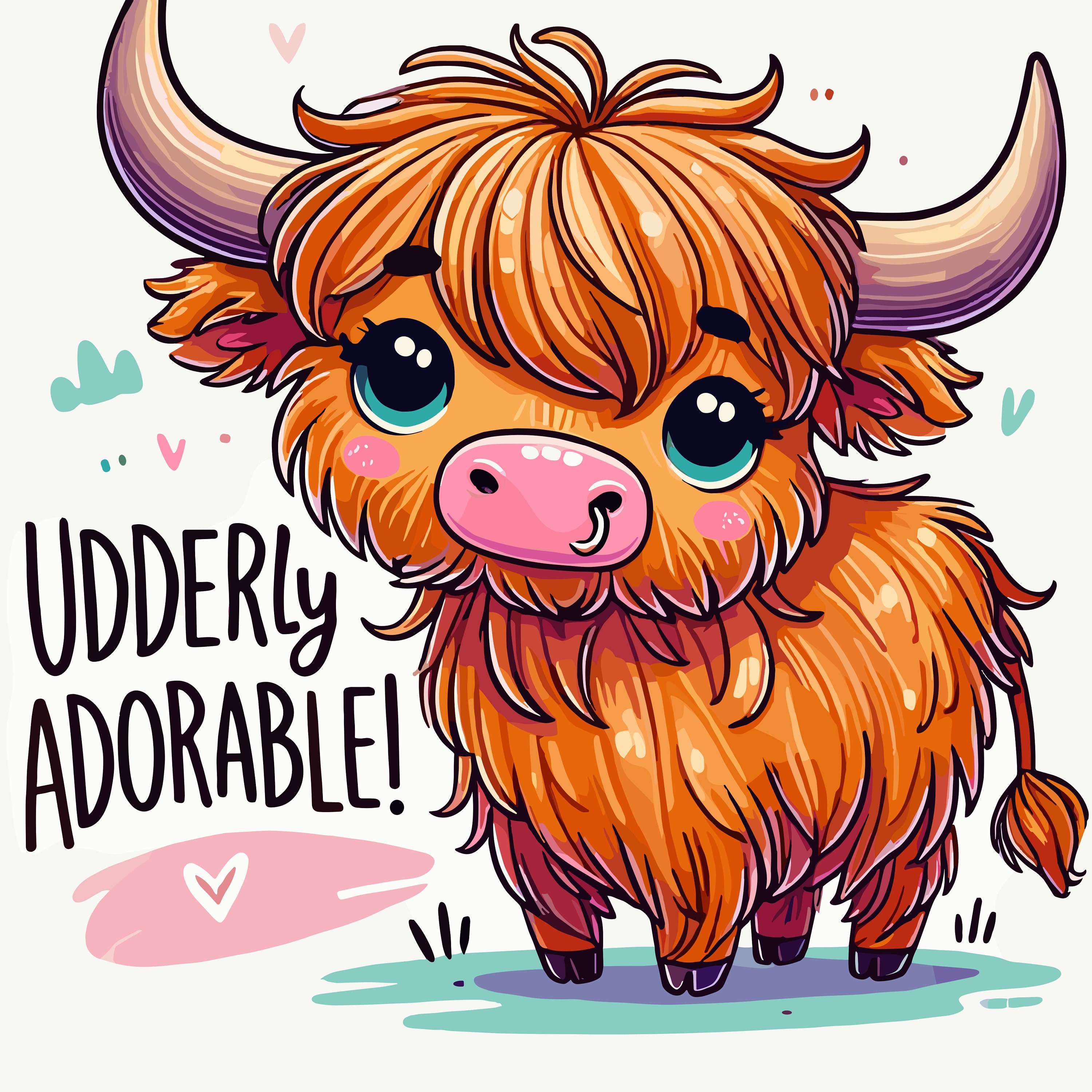 Adorable Highland Cows - Cute and Colorful Print-on-demand Designs Pack ...