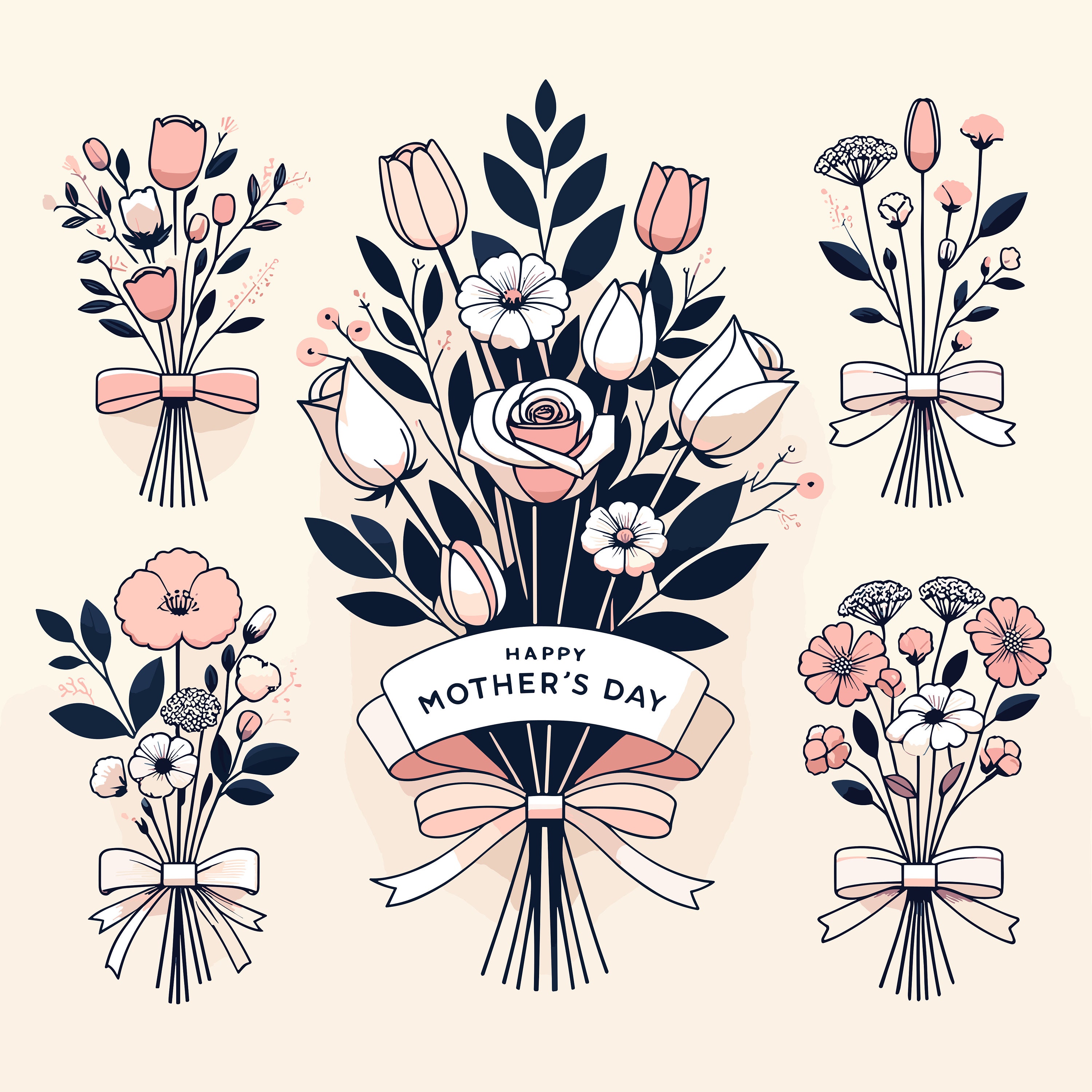 Digital Mother's Day Flower Bouquet Images Pack - Instant Download - Etsy