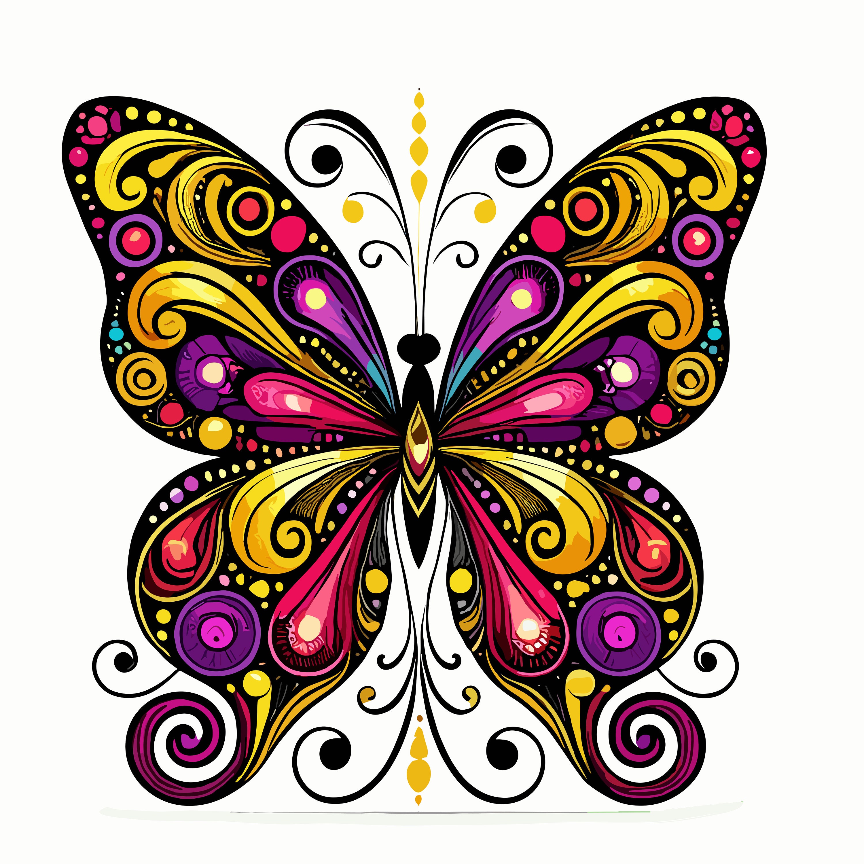 Whimsical Butterfly Bliss - Cute Line Art Digital Pack - Etsy
