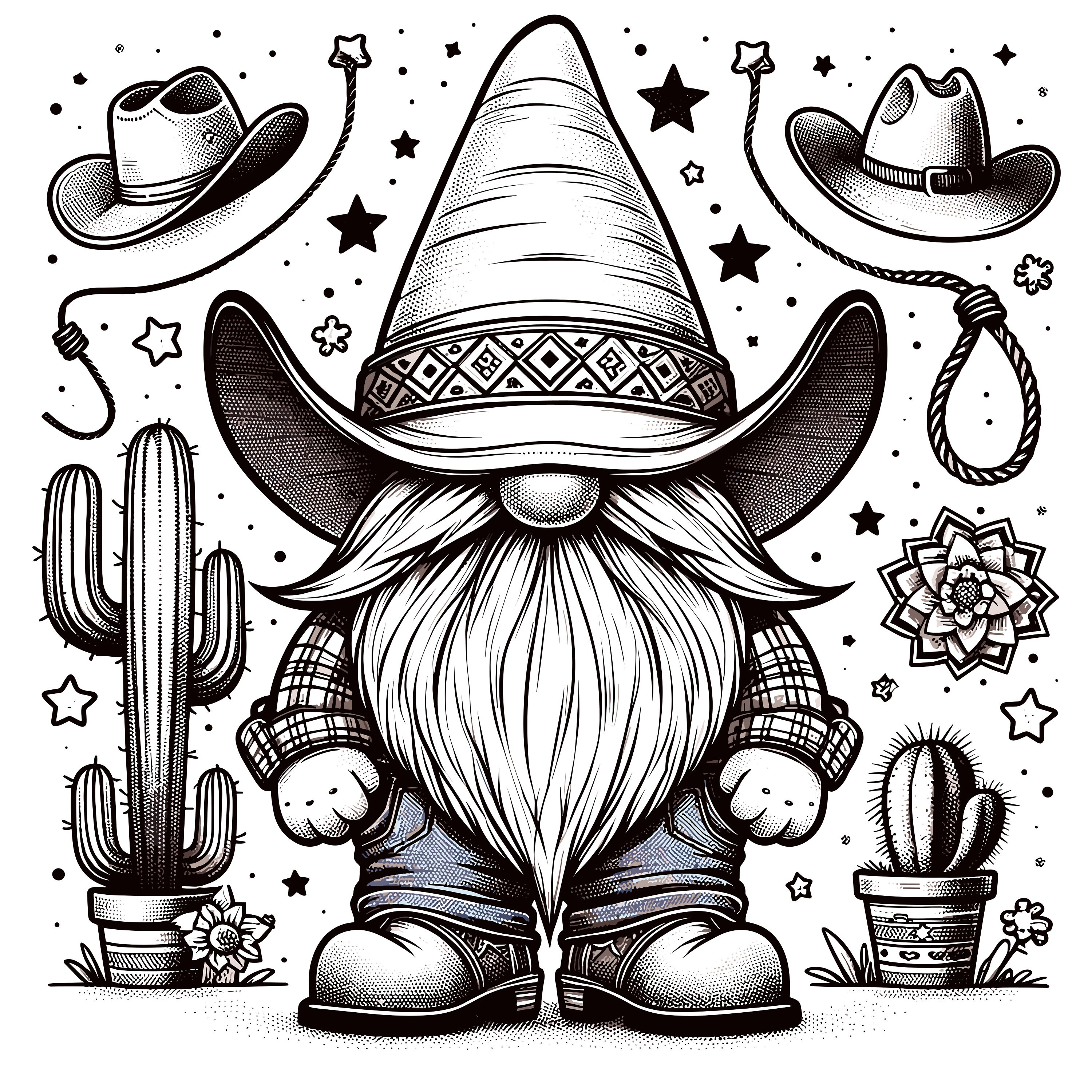Digital Cowboy Gnome Pack - Western Themed Gnome Illustrations - High ...