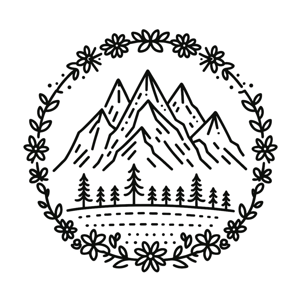 Mountain Range Line Art Pack 2 Digital SVG & PDF Files for Vinyl, Laser ...