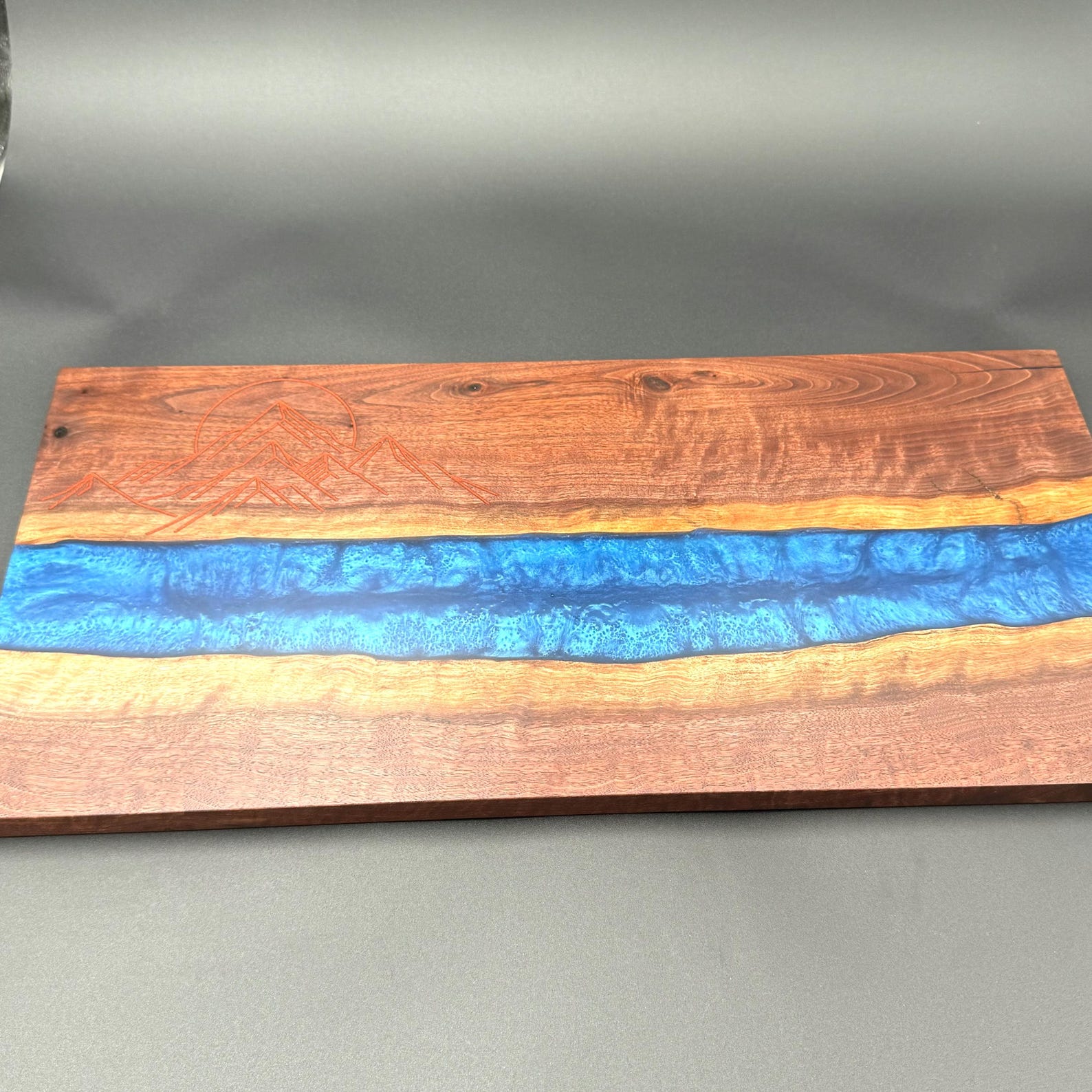 Stunning Black Walnut & Blue Epoxy River Serving Tray With Subtle ...