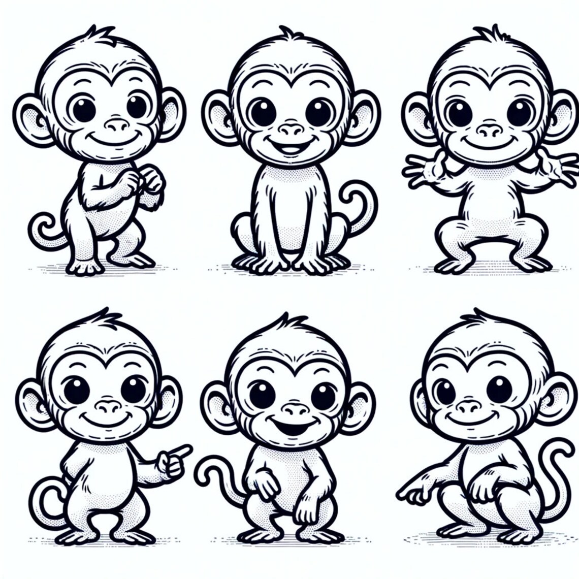 Cheeky Monkey Mono-line SVG Pack - Instant Download - Etsy