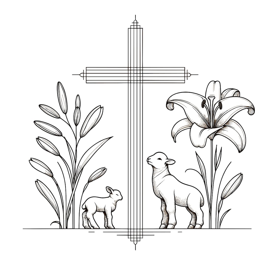 Divine Easter Line Art Style SVG Pack - Religious Cross, Dove - Instant ...