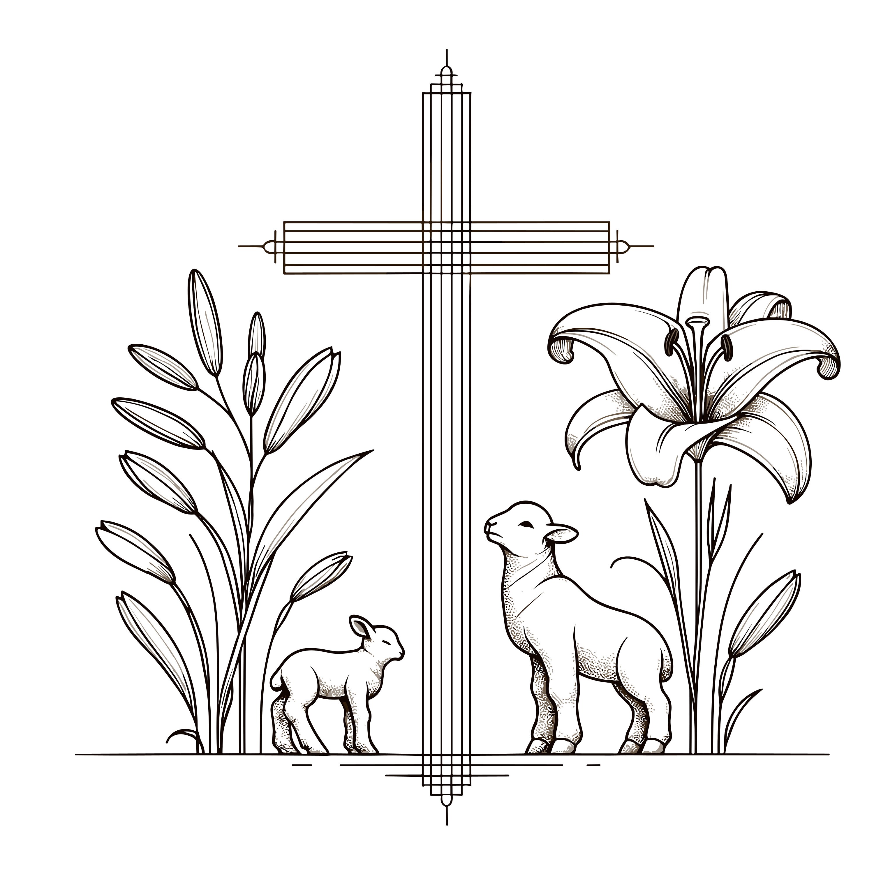 Divine Easter Line Art Style SVG Pack - Religious Cross, Dove - Instant ...