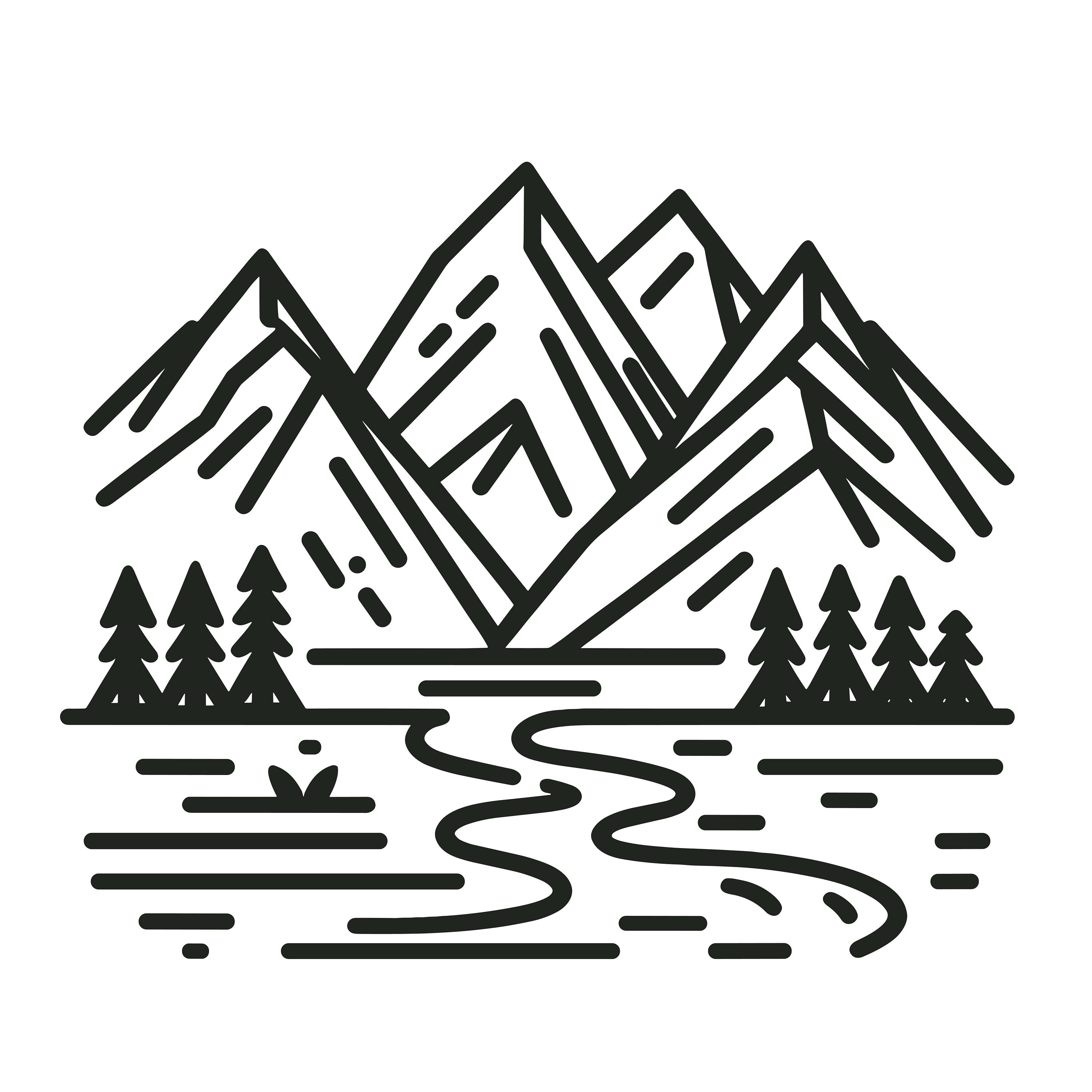 Mountain Range Line Art Pack 2 - Digital SVG & PDF Files for Vinyl ...