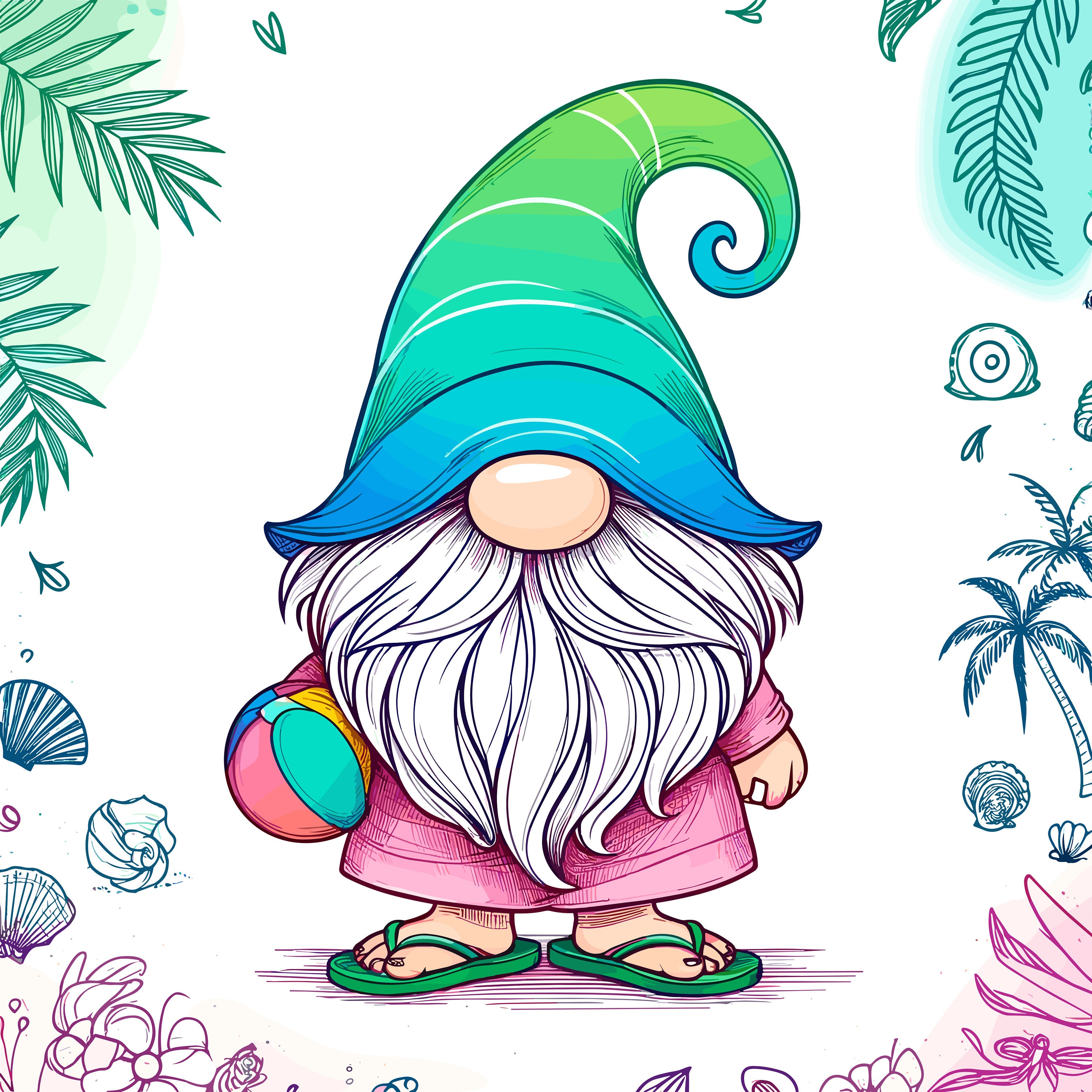 Digital Summer Gnome Pack - Beach and Sunshine Themed Gnome Illustrations - High-resolution PDF ...