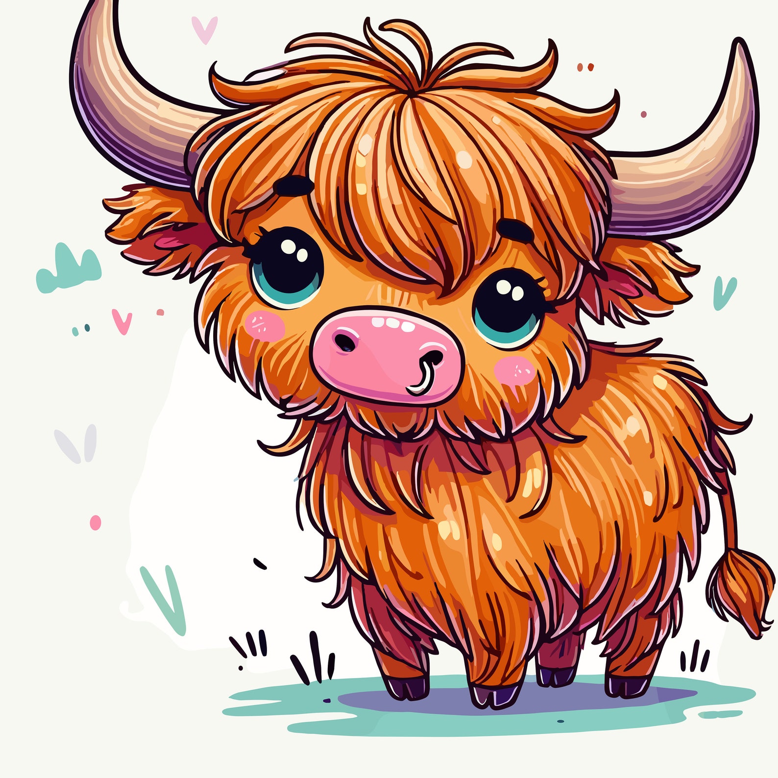 Adorable Highland Cows - Cute and Colorful Print-on-demand Designs Pack ...