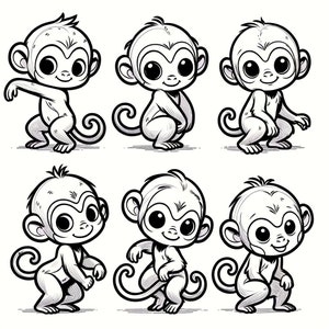 Cheeky Monkey Mono-line SVG Pack - Instant Download - Etsy