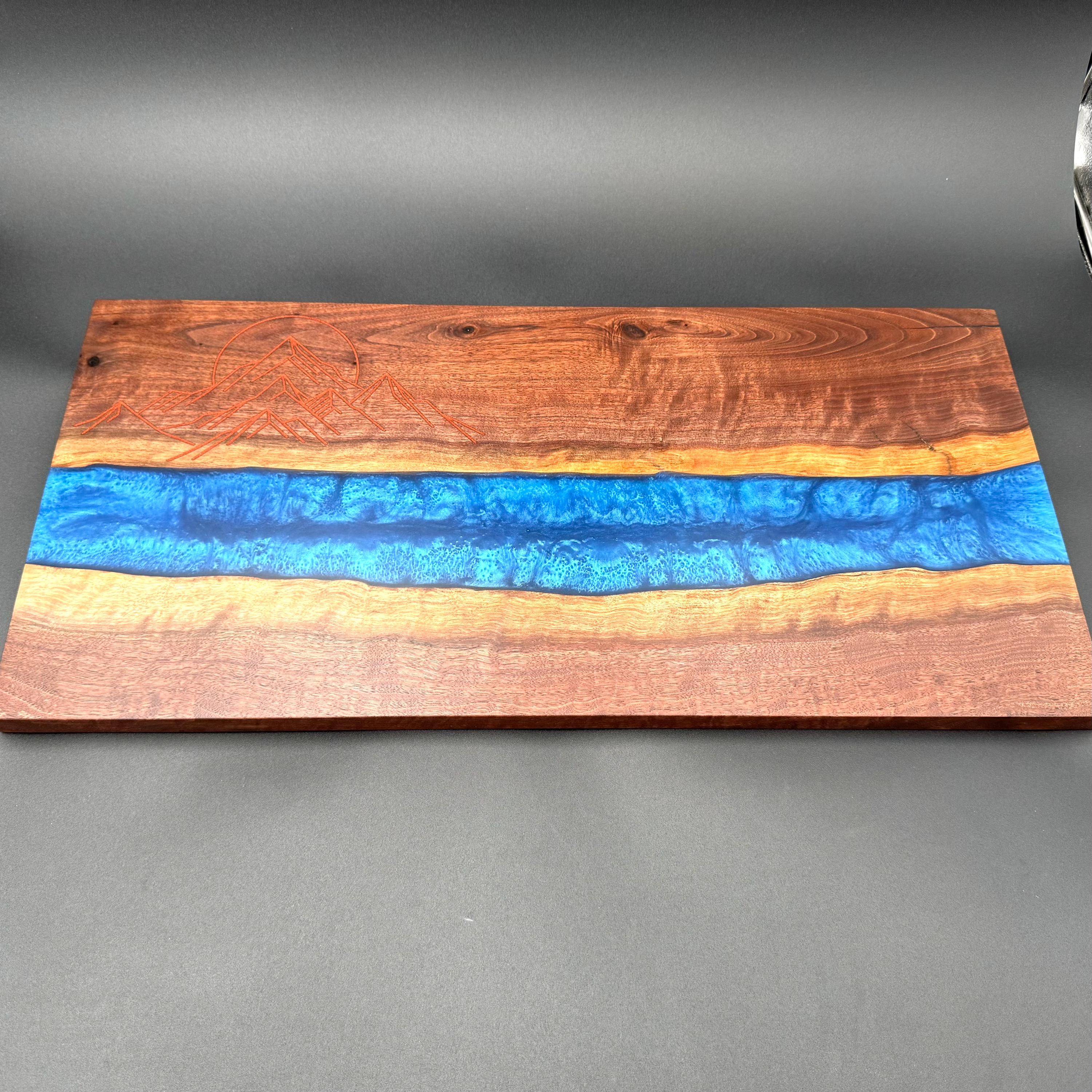 Stunning Black Walnut & Blue Epoxy River Serving Tray With Subtle ...