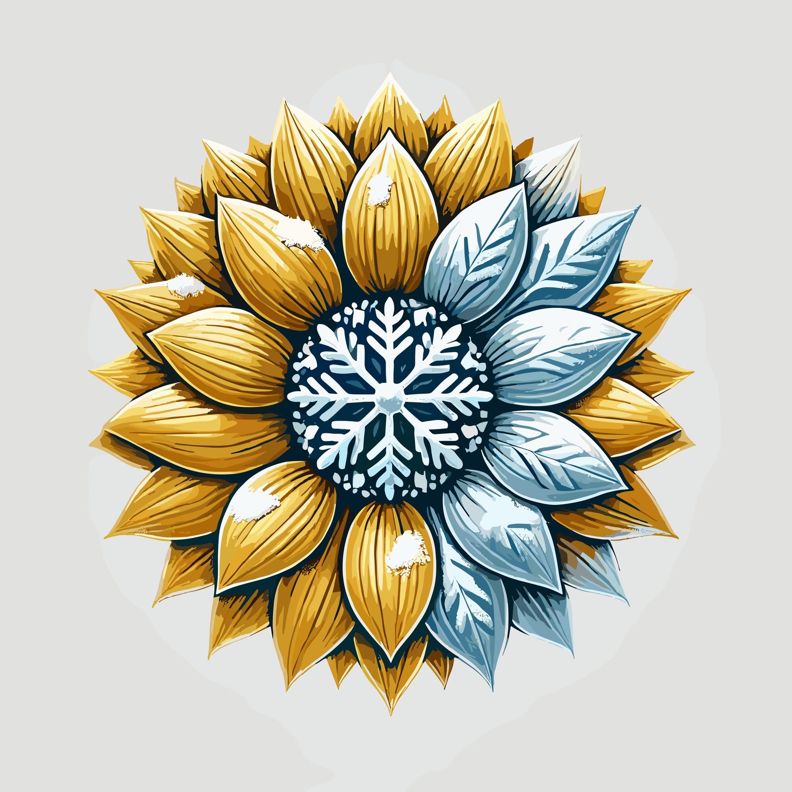 Frosted Winter Sunflower Digital Art Pack – Perfect for Winter & Floral ...