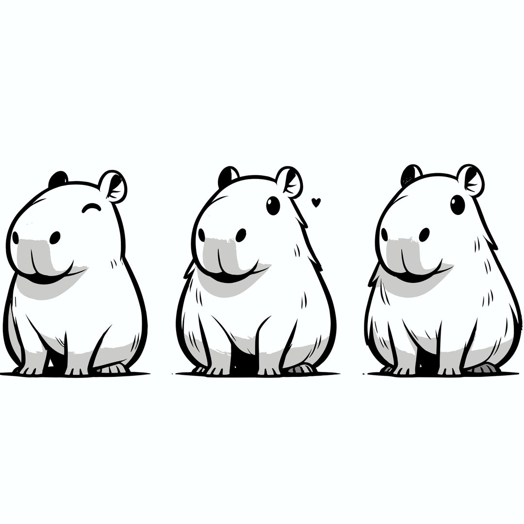 Digital Capybara Images Pack - Cute Capybara Illustrations - Instant ...