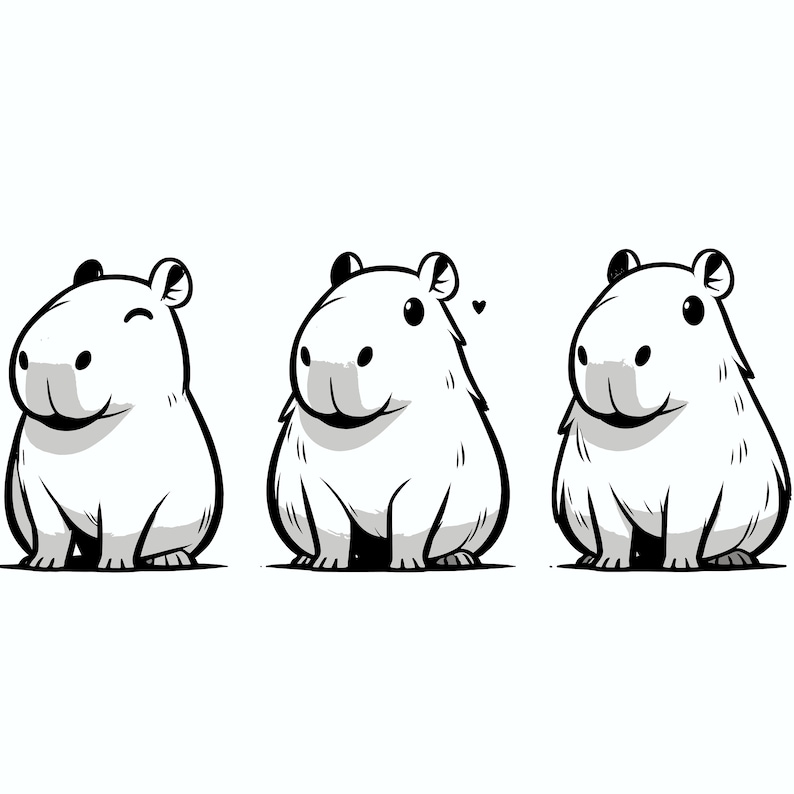 Digital Capybara Images Pack - Cute Capybara Illustrations - Instant ...