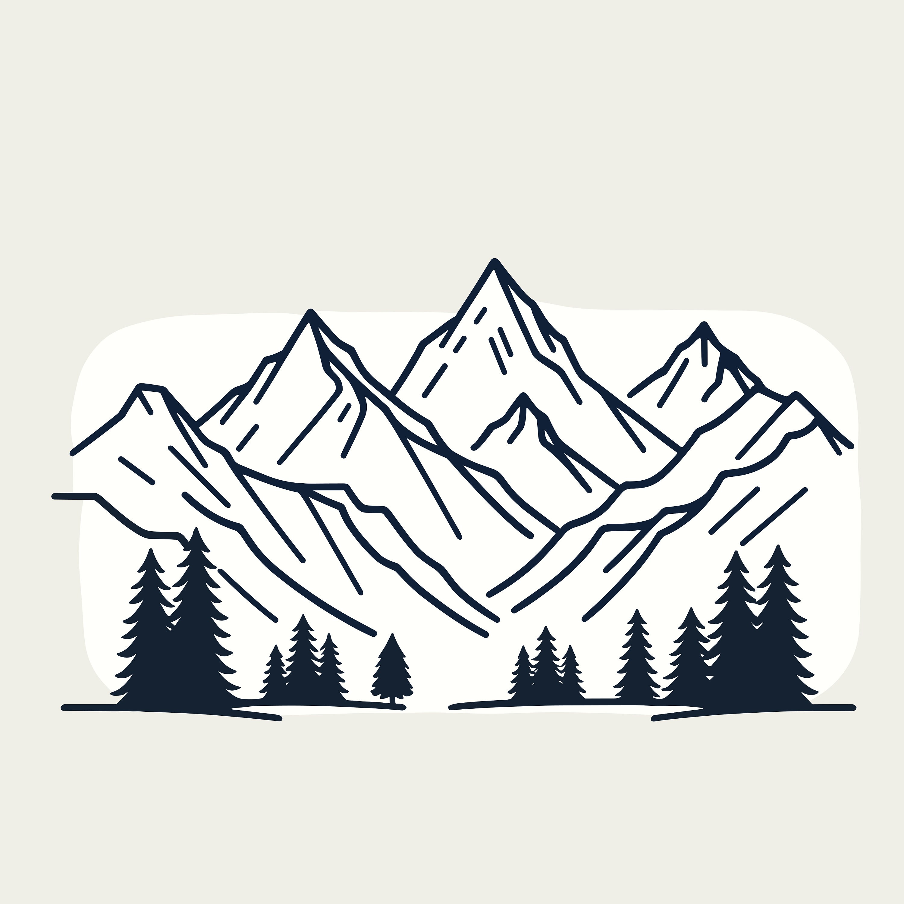 Mountain Range Line Art Pack 2 - Digital SVG & PDF Files for Vinyl ...