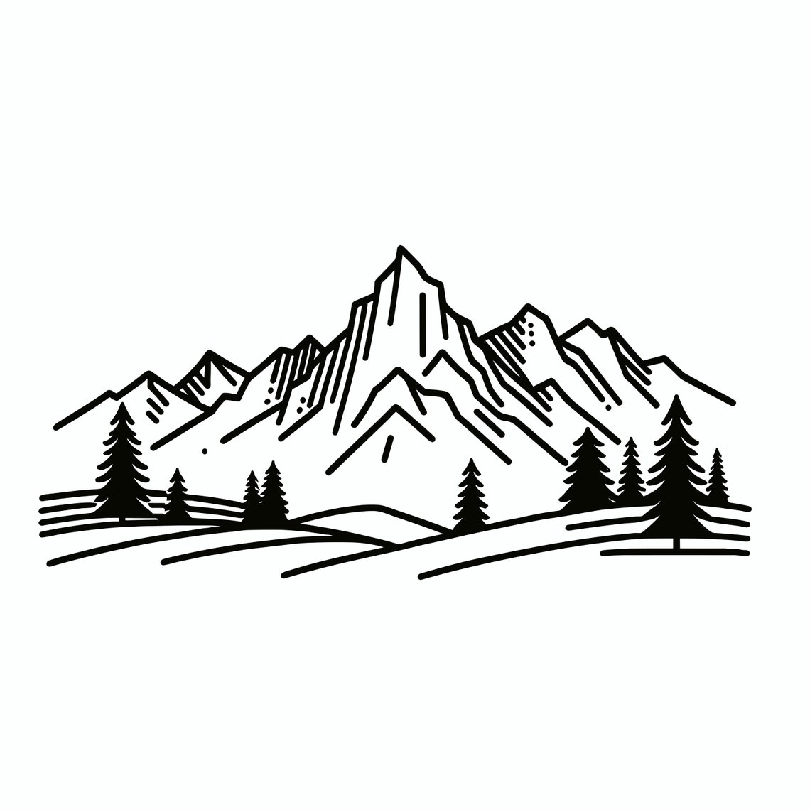 Mountain Range Line Art Pack 2 - Digital SVG & PDF Files for Vinyl ...