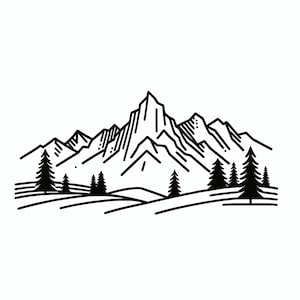 Mountain Range Line Art Pack 2 - Digital SVG & PDF Files for Vinyl ...