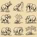 Digital Line Art Style Animals SVG Pack - Lion, Tiger, Penguin, Koala ...