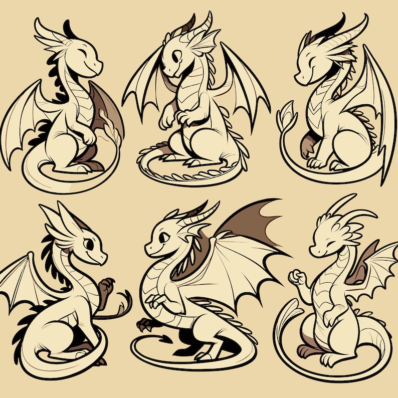Digital Dragon Images Pack - Fantasy Dragons - Instant Download - Etsy