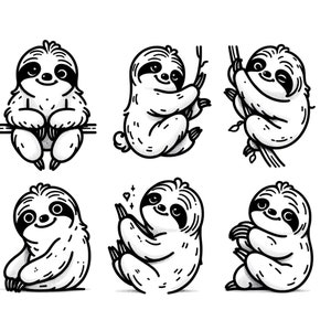 Adorable Sloth Mono-line SVG Pack - Instant Download - Etsy