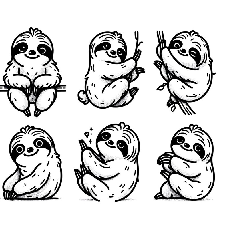 Adorable Sloth Mono-line SVG Pack - Instant Download - Etsy