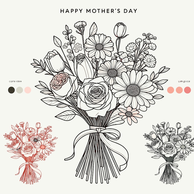Digital Mother's Day Flower Bouquet Images Pack - Instant Download - Etsy