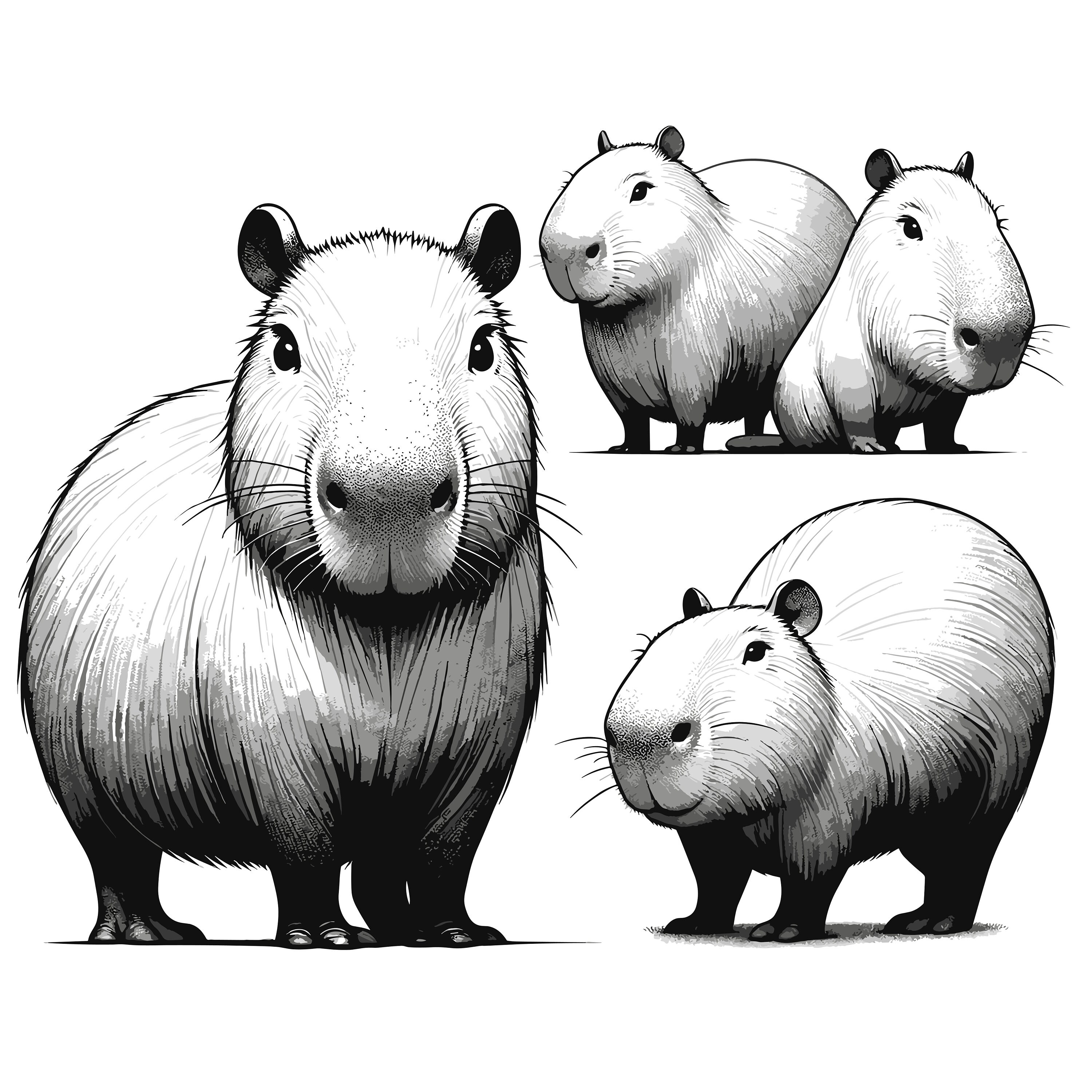 Digital Capybara Images Pack - Cute Capybara Illustrations - Instant ...