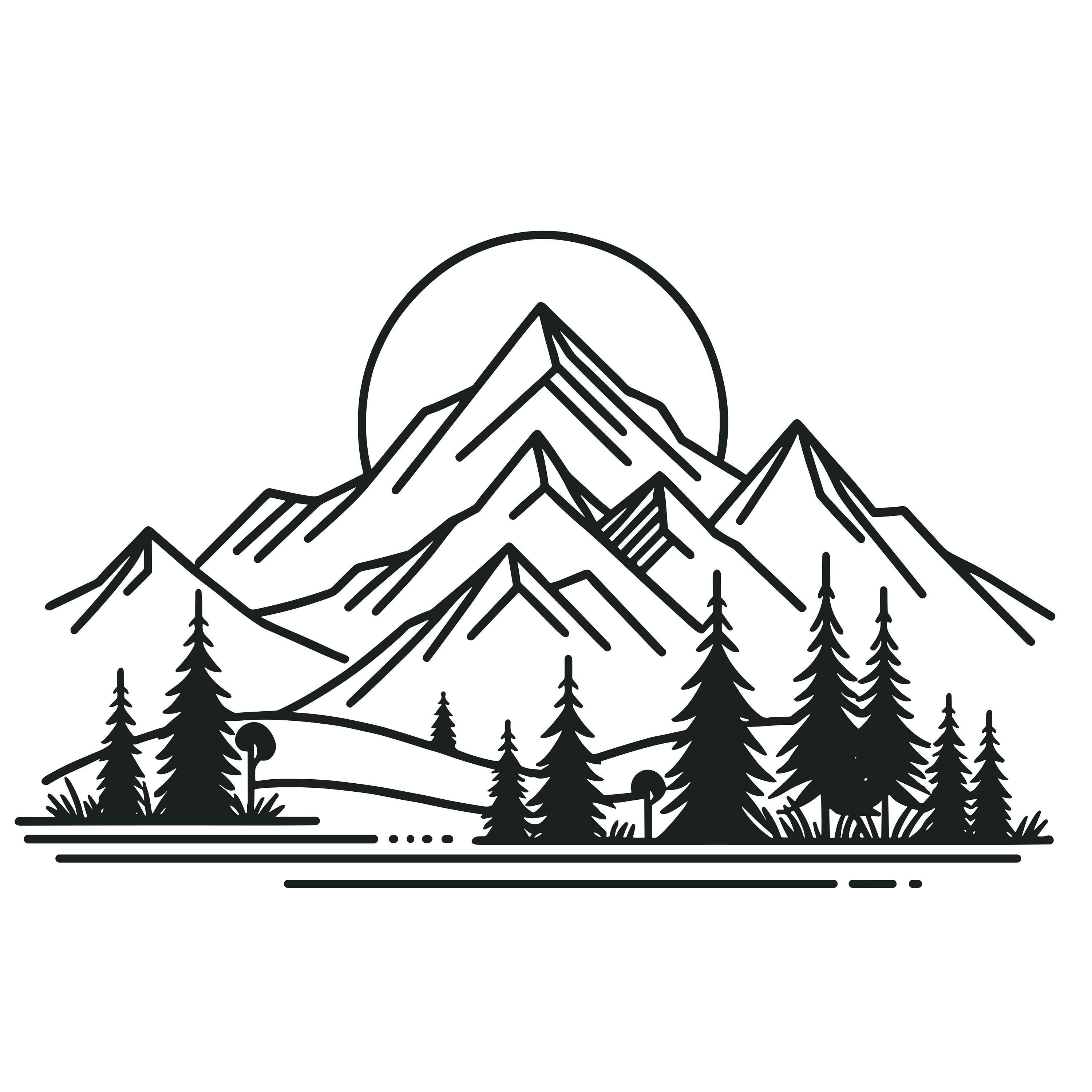 Mountain Range Line Art Pack 2 - Digital SVG & PDF Files for Vinyl ...