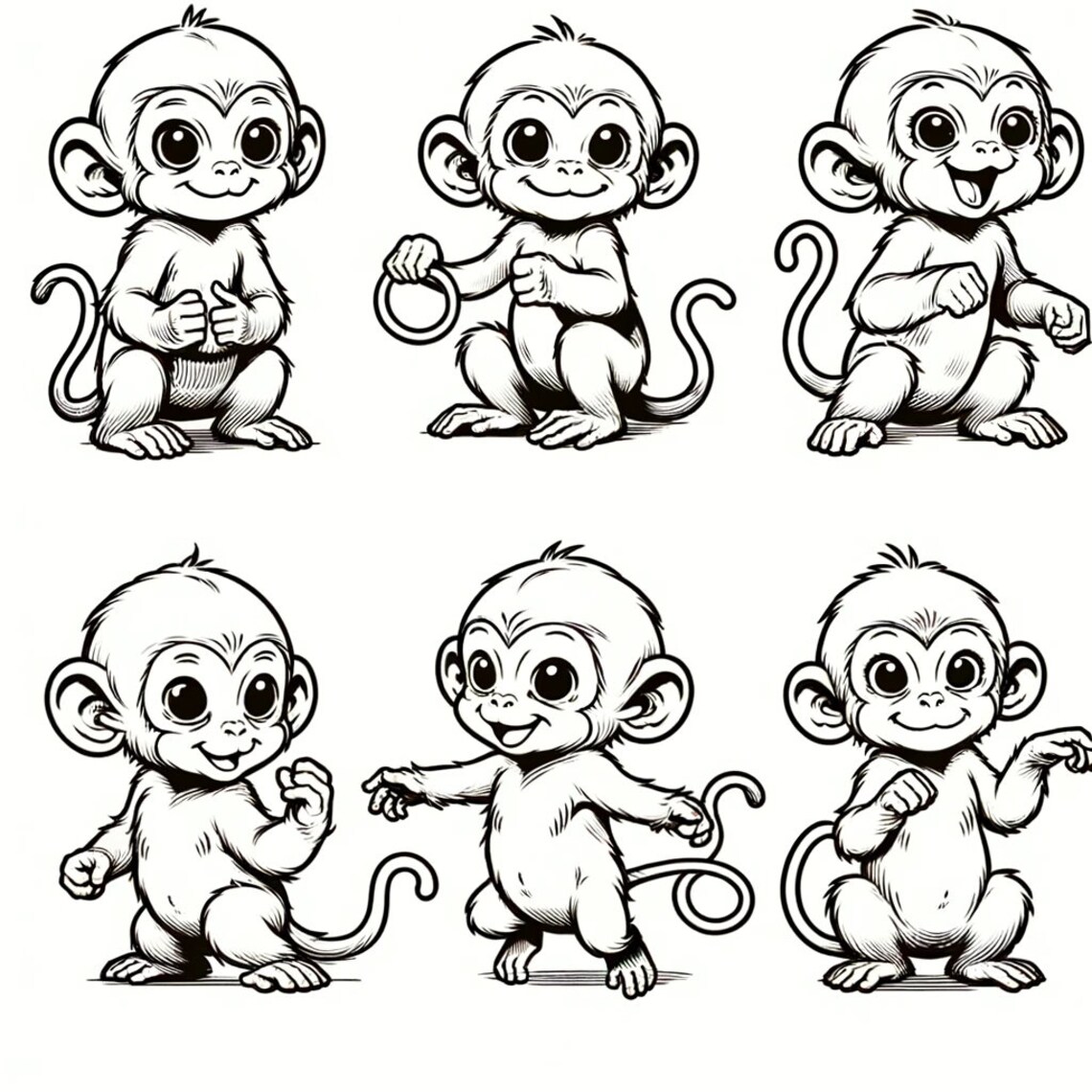 Cheeky Monkey Mono-line SVG Pack - Instant Download - Etsy
