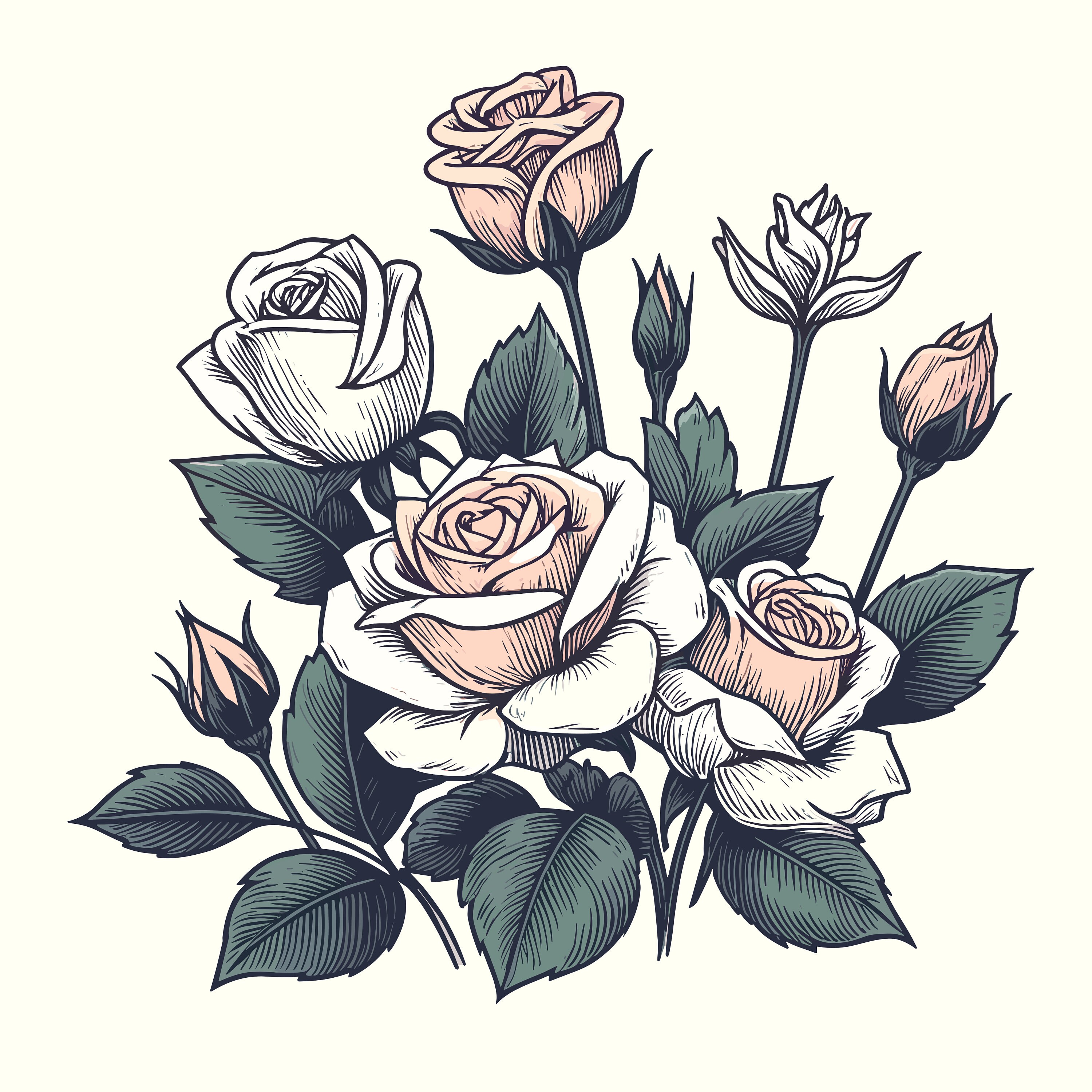 Digital Roses Pack With Delicate Color Enhancements - Instant Download ...